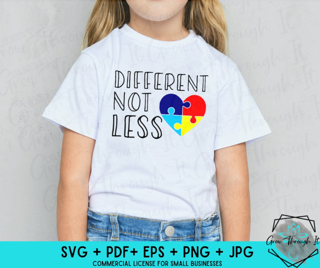 Autism Svg - Different Not Less -puzzle Piece Heart - Autism Awareness ...