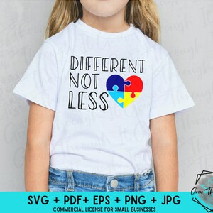 Autism Svg - Different Not Less -puzzle Piece Heart - Autism Awareness ...