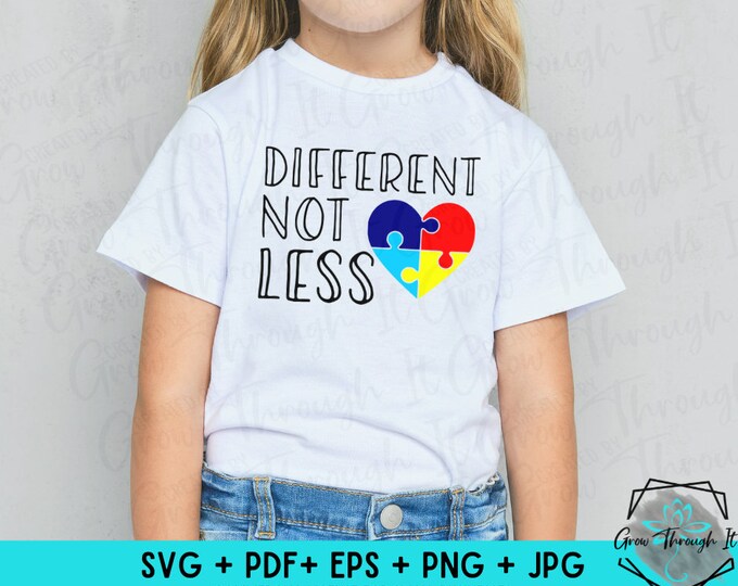 Autism Svg Different Not Less puzzle Piece Heart Autism Awareness ...
