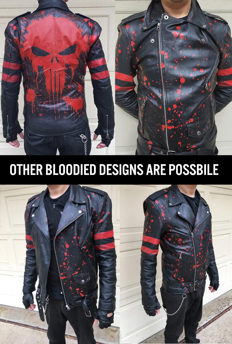 CUSTOM Hand-painted Bloody KMDFM Hau Rack Leather Jacket. Any Size, Any ...