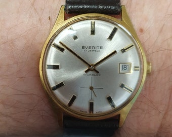 Vintage 1970s Everite Mechanical Watch, 17 Jewels Watch, Gift for Her ...