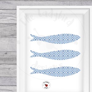 Tile Pattern Portuguese Sardines Printable Wall Art - Etsy