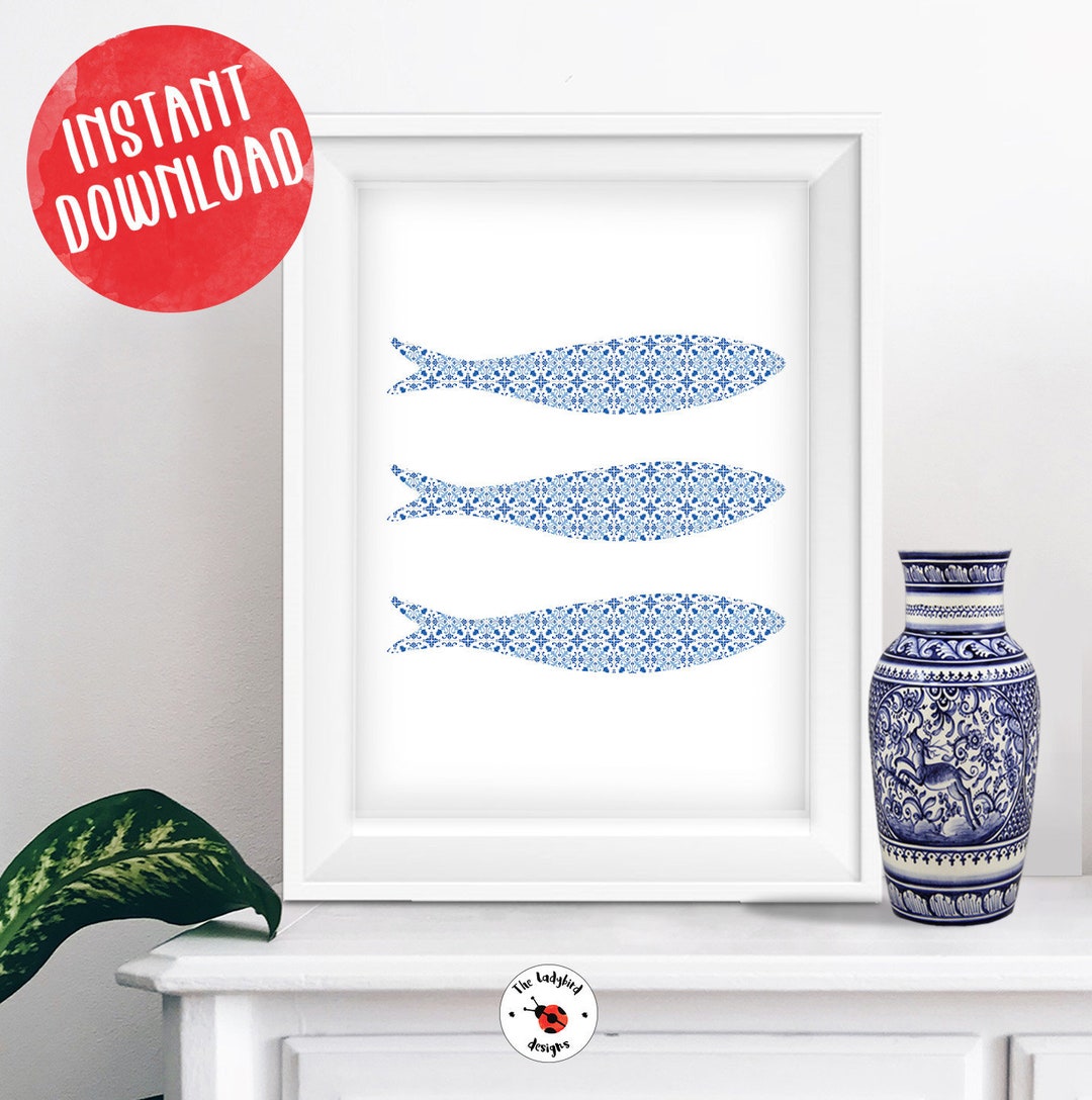 Tile Pattern Portuguese Sardines Printable Wall Art - Etsy