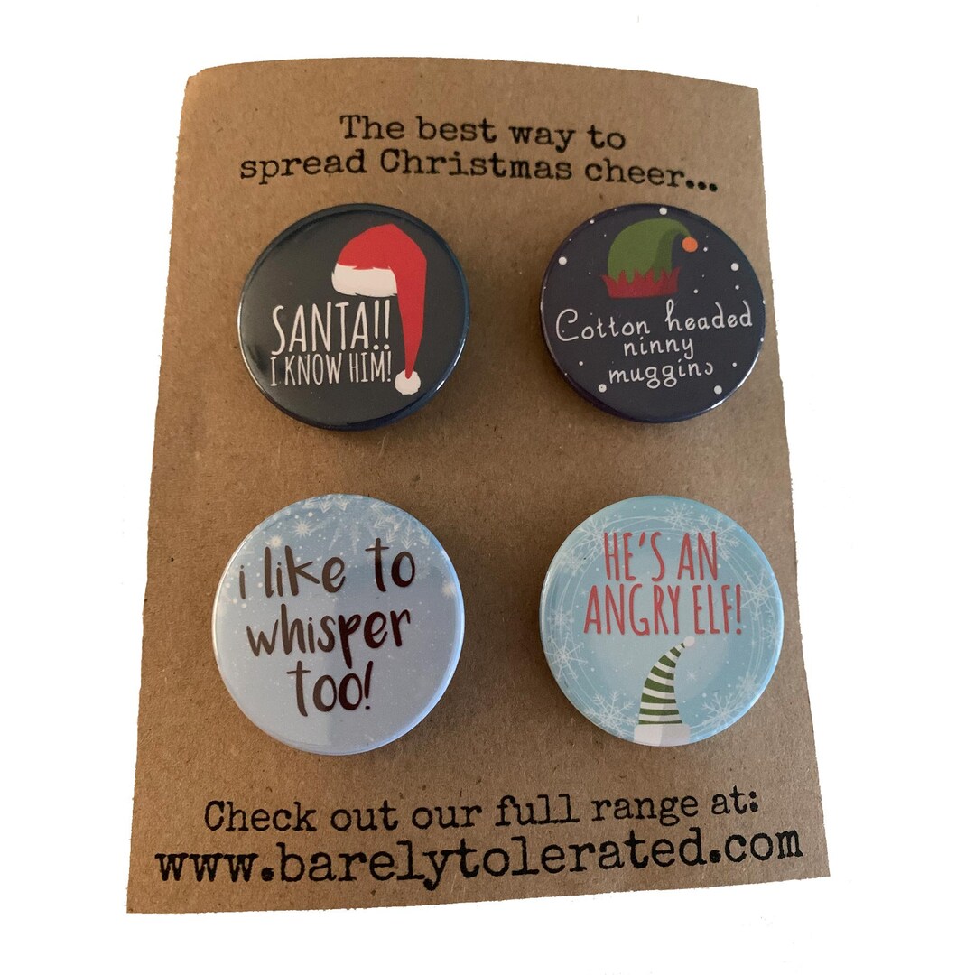 Set of 4 Elf Inspired Christmas Badges - Etsy