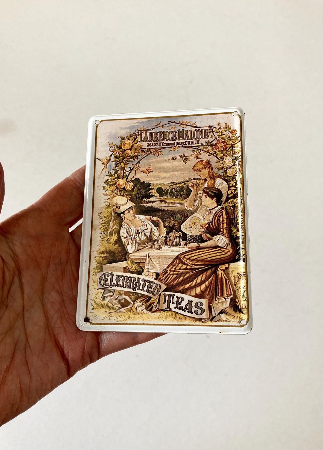 Retro Irish Tin Card - Dublin Tea Merchant Advertisement - Etsy