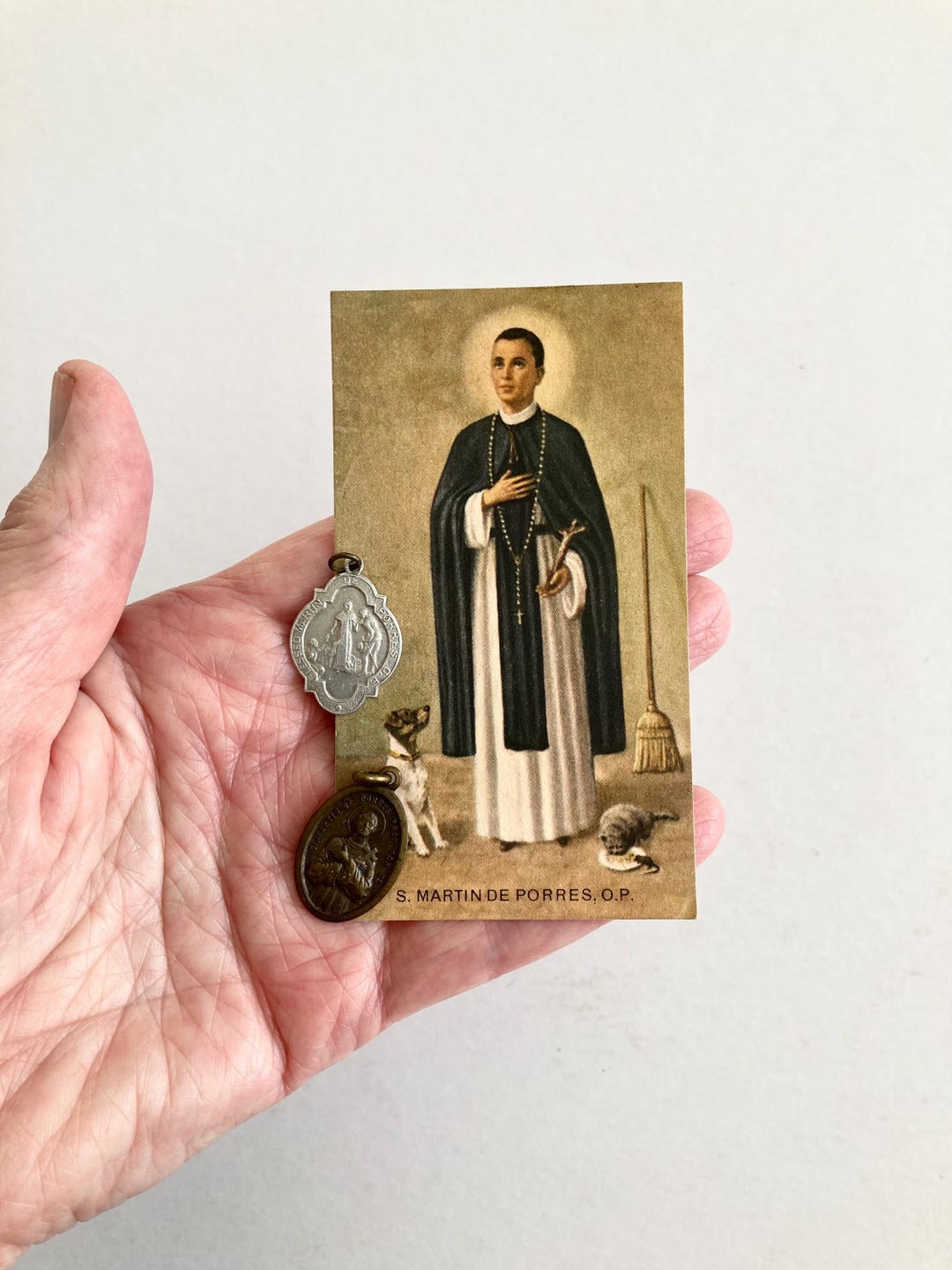Vintage Saint Martin De Porres Prayer Card & 2 Medals - Etsy