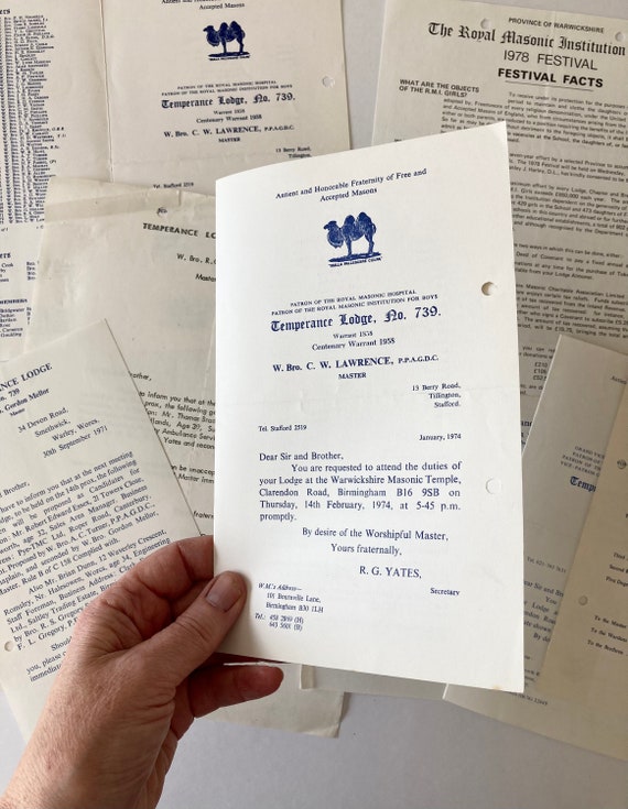 Vintage Paper Pack 1970s Masonic Freemason Letters and | Etsy