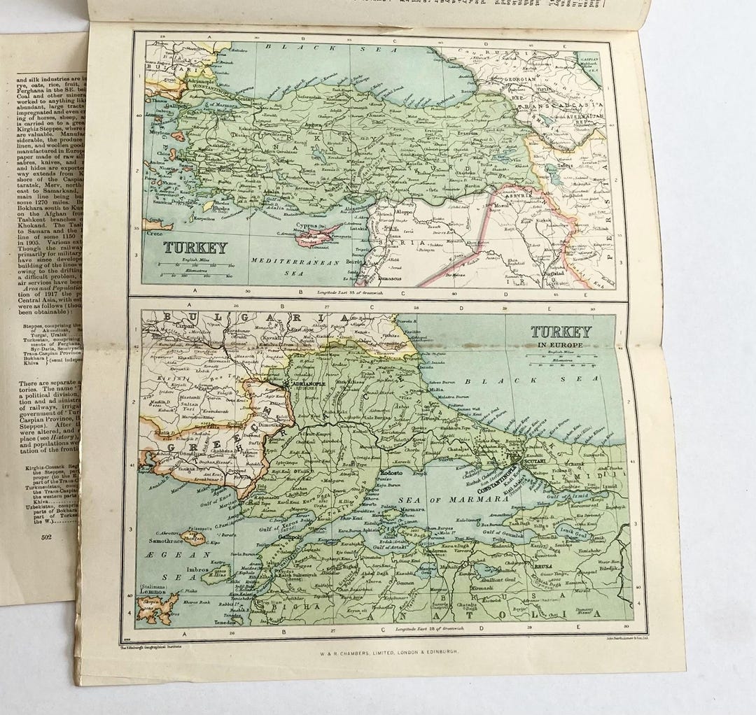 1925 Map of Turkey + History Ephemera - Etsy