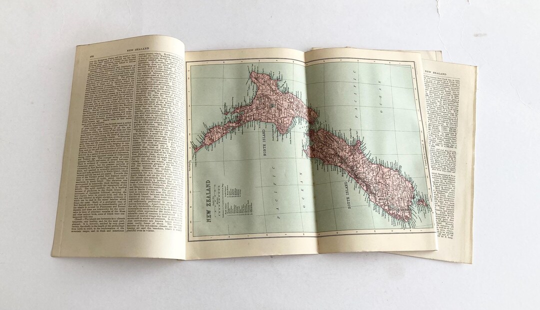 1925 Map of New Zealand + History Ephemera - Etsy
