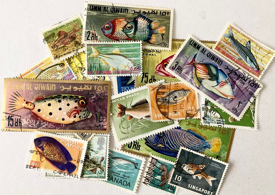 20 Fish Postage Stamps 1 What You See is What You Get - Etsy