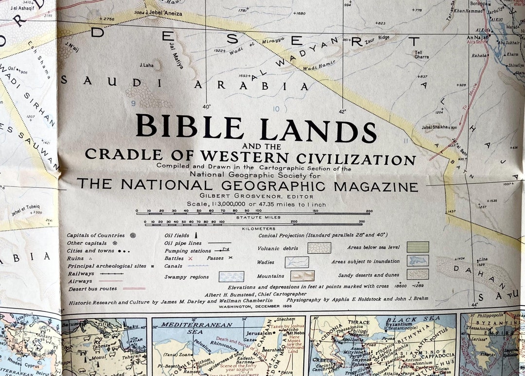1938 Bible Lands Map - National Geographic Society - Etsy