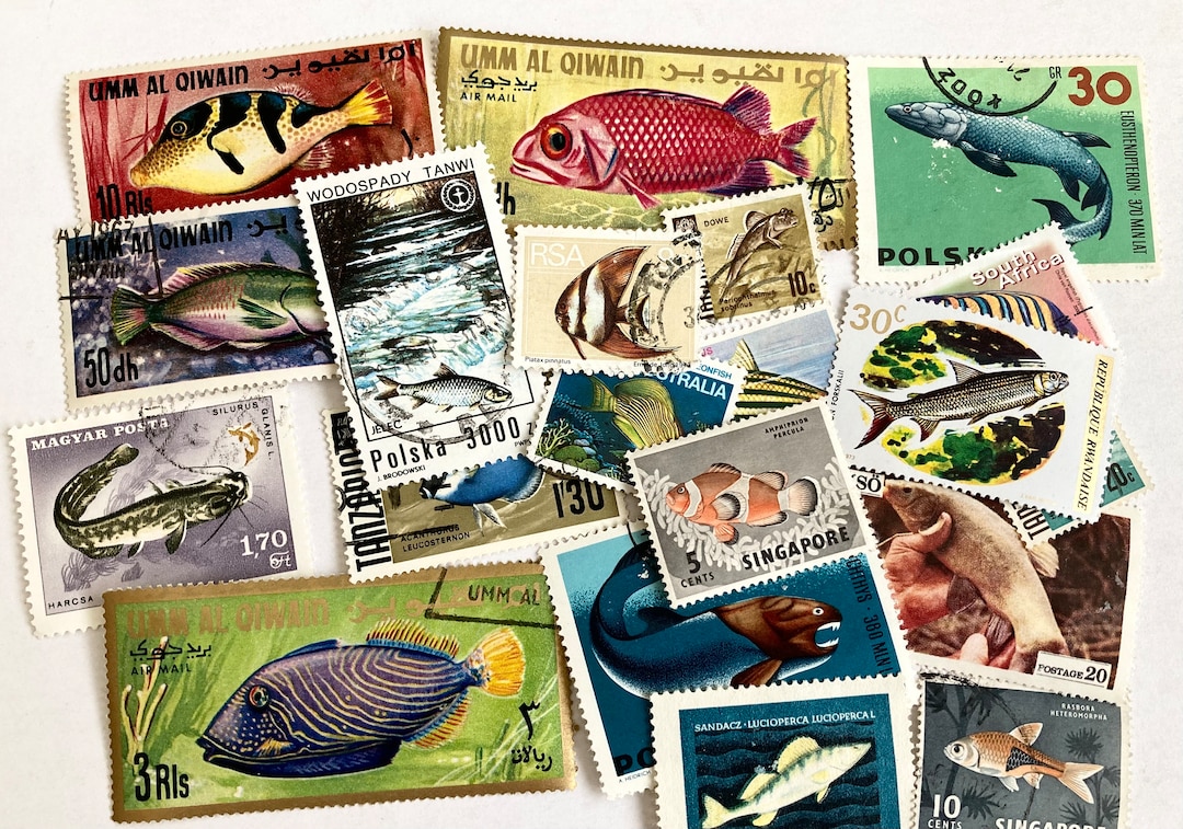 20 Fish Postage Stamps 2, What You See is What You Get - Etsy Canada