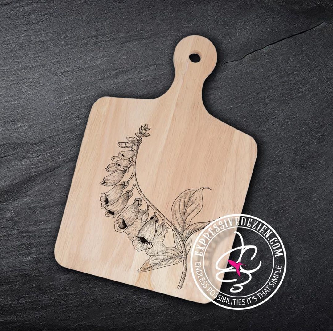 Custom Foxglove Flower Wood Serving Tray – Personalized Charcuterie ...
