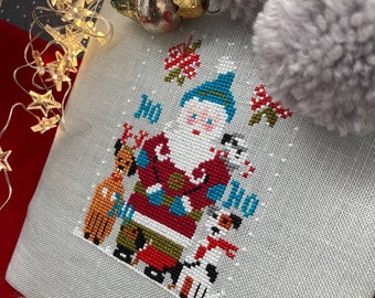Instant Download PDF Cross Stitch Pattern Knitting With Santa - Etsy