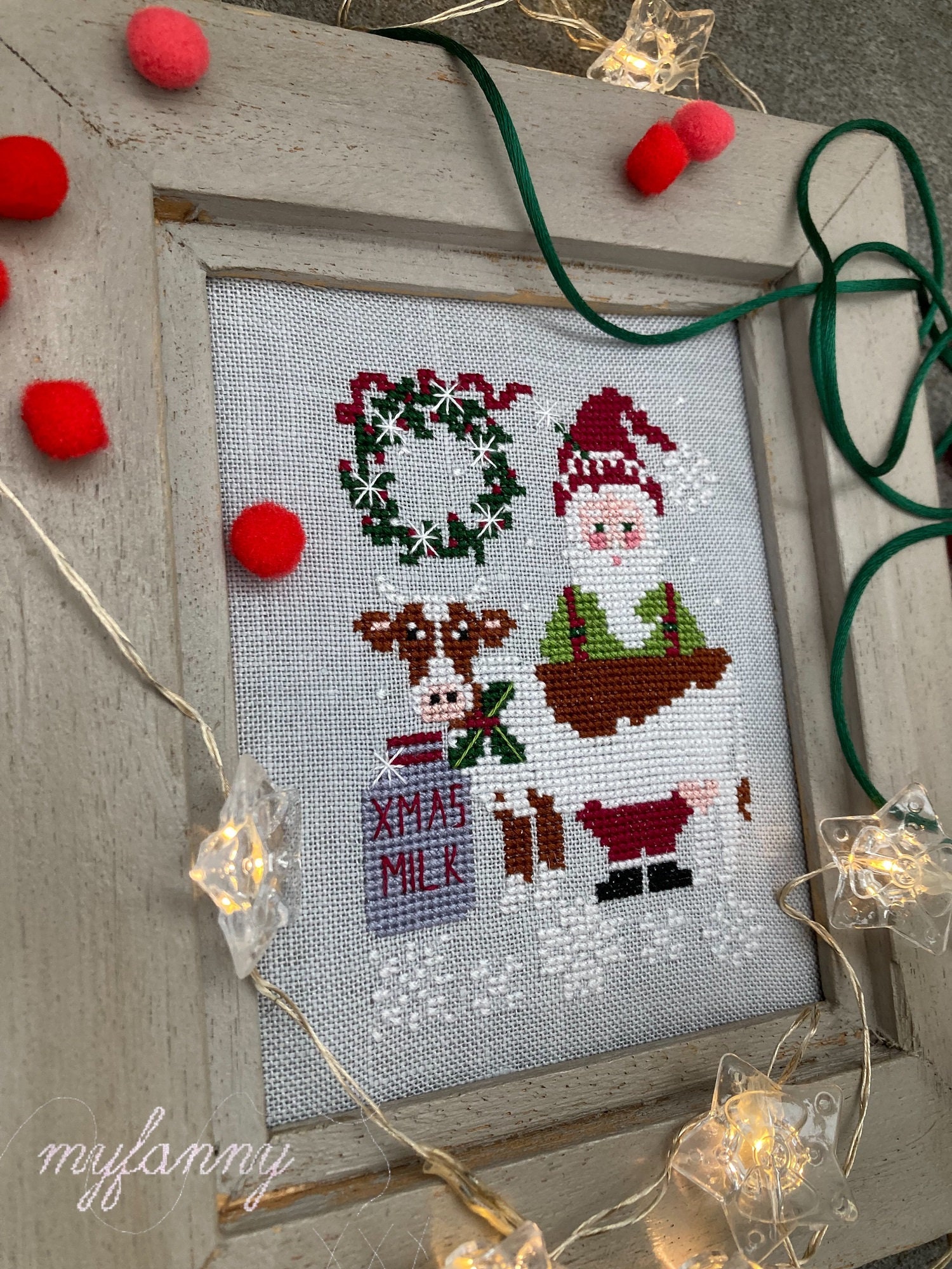 Santa and Xmas Cow Instant Download PDF Cross Stitch Pattern - Etsy