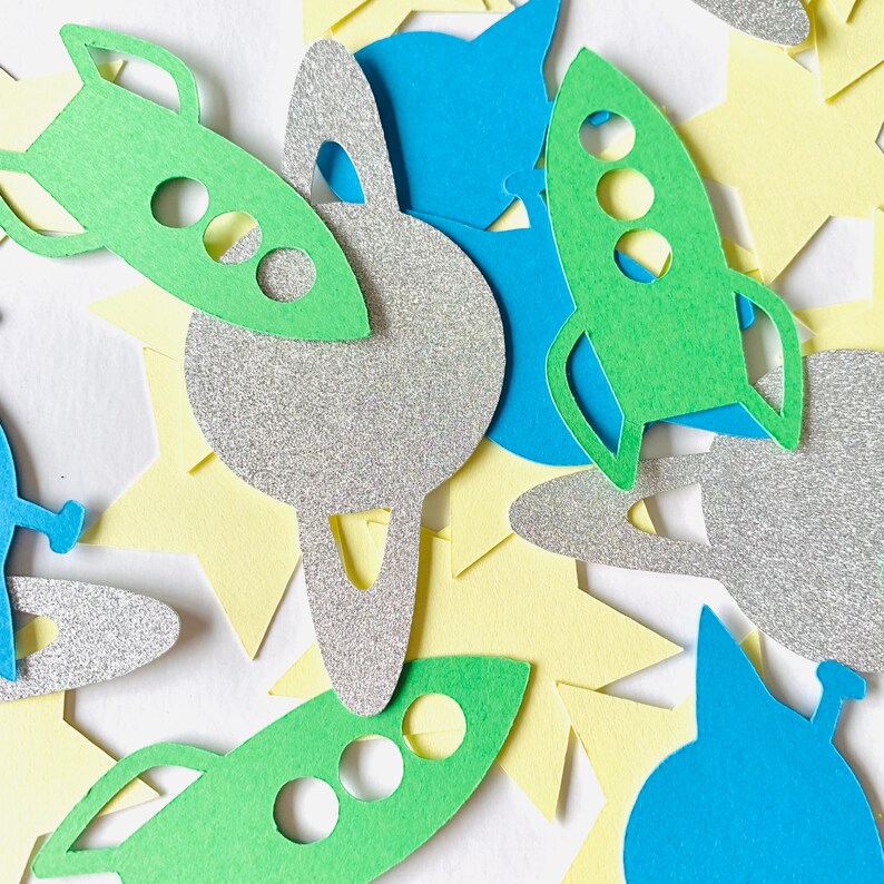 Space Rocket Confetti Blue Space Rocket Table Confetti - Etsy