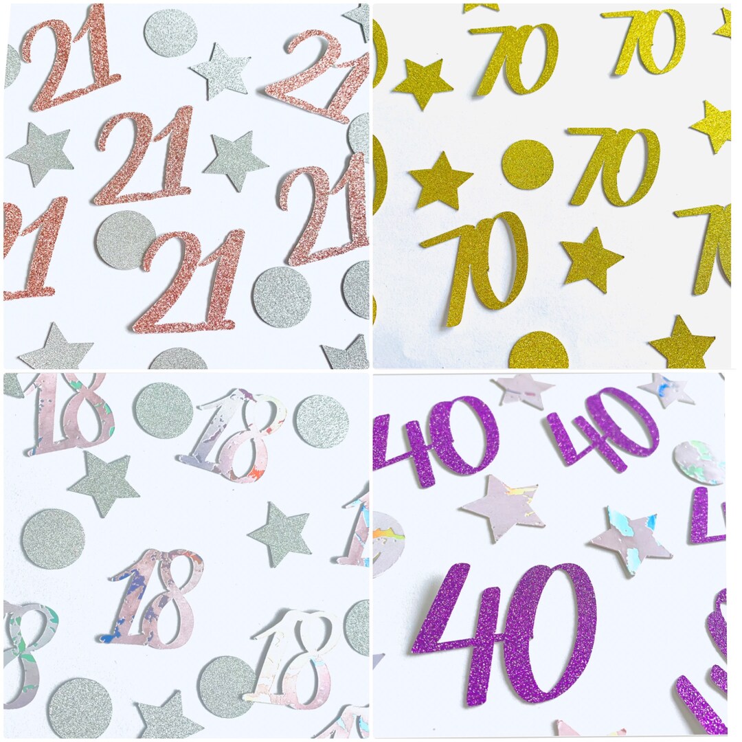 Age Birthday Confetti, 18th, 21st, 30th 40th, 50th, 60th 70th 100th ...