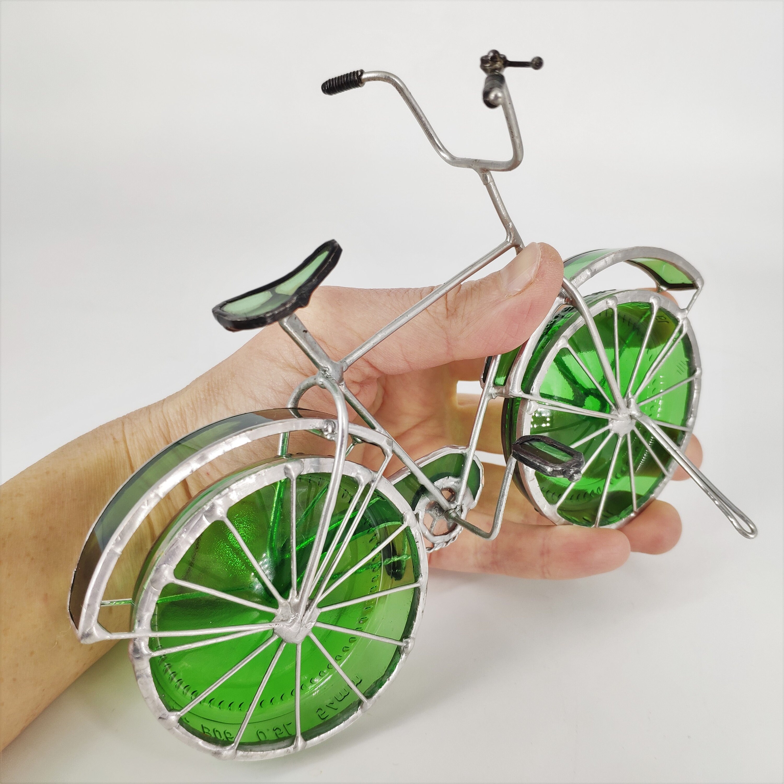 Green Beer Bottle Bike Upcycled Bottle Bicycle Glass Bike - Etsy