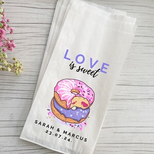 Small Paper Bags - Love is Sweet - Personalized Wedding Favor Donut ...