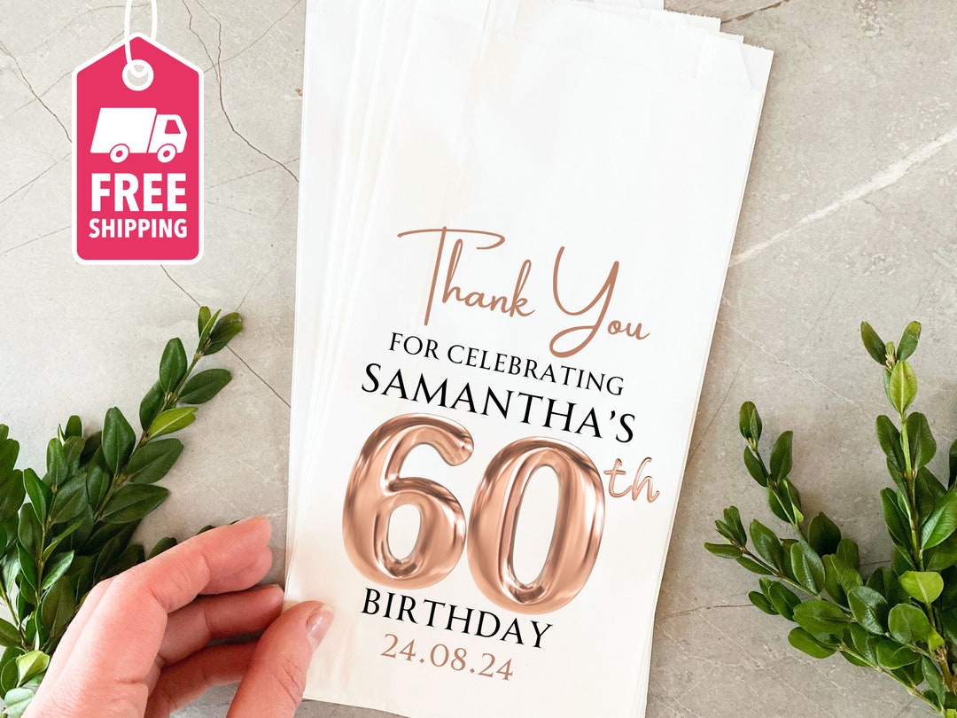 Personalized 60th Birthday Favor Bags: Custom Printed Party Favors - Etsy