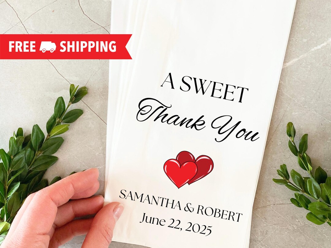 A Sweet Thank You Wedding Favor Bags - Personalized Custom Treat Bags ...