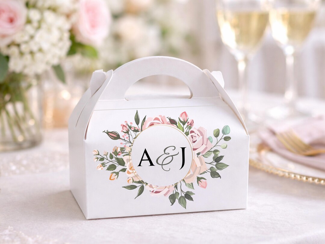 Personalized Gable Favor Boxes, Wedding Table Cards, Custom Name Favor ...