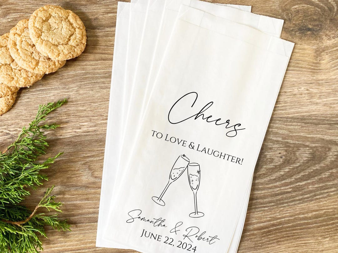 Cheers to Love & Laughter Wedding Favor Bags Custom Treat Bags ...