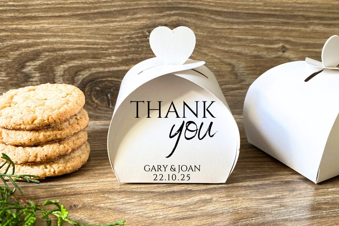 50 Elegant Thank You Wedding Favor Boxes Personalized Custom Printed ...