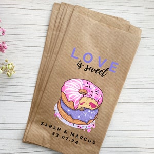Small Paper Bags - Love is Sweet - Personalized Wedding Favor Donut ...