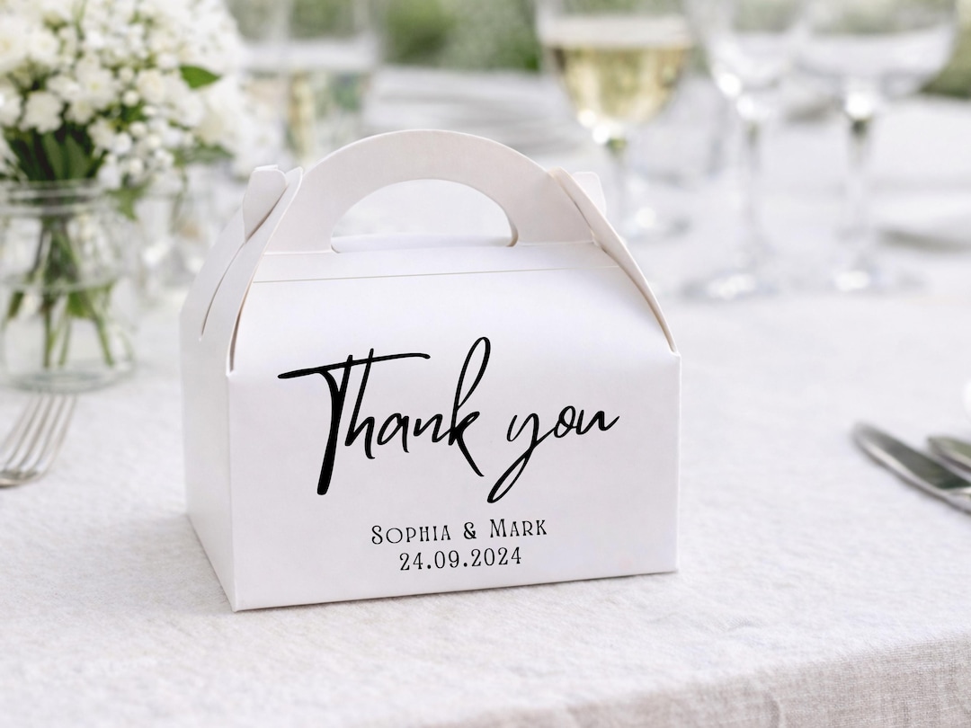 Custom Wedding Gable Favor Boxes: Personalized Candy Boxes With Sticker ...