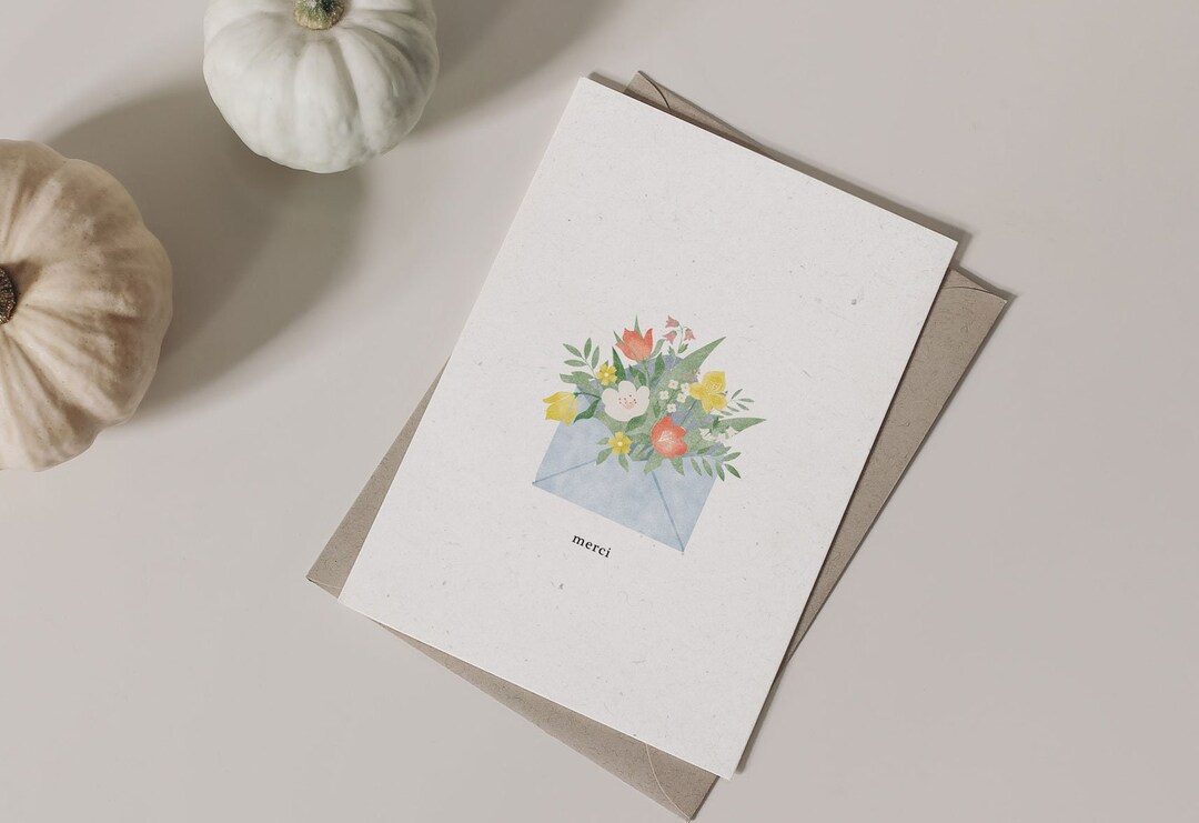 Merci Thank You Card - Handmade French-inspired Gratitude Keepsake - Etsy