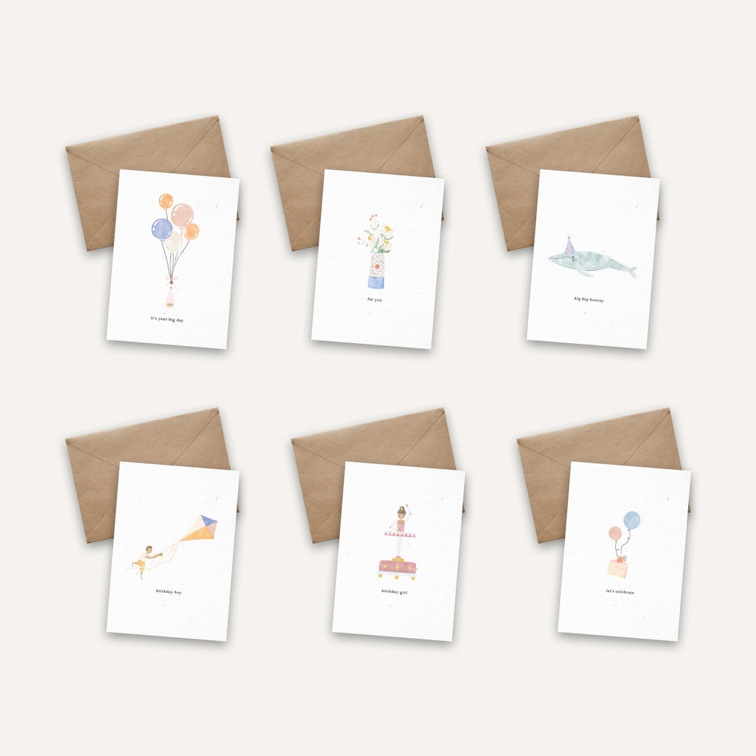 Birthday Line Up, Card Pack (6pcs) - Etsy