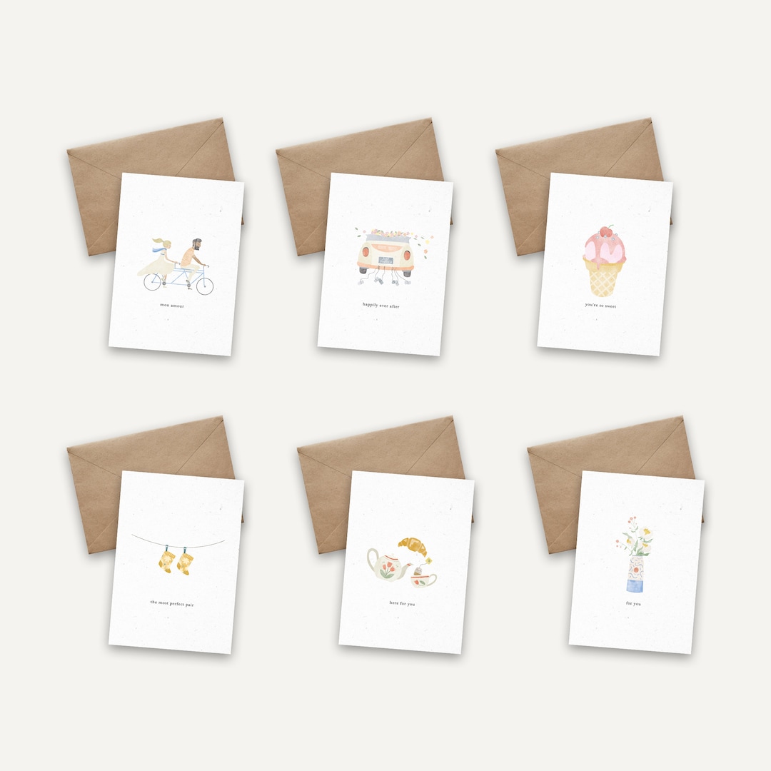 The Sweet Sentiment Line Up, Card Pack, 6pcs - Etsy