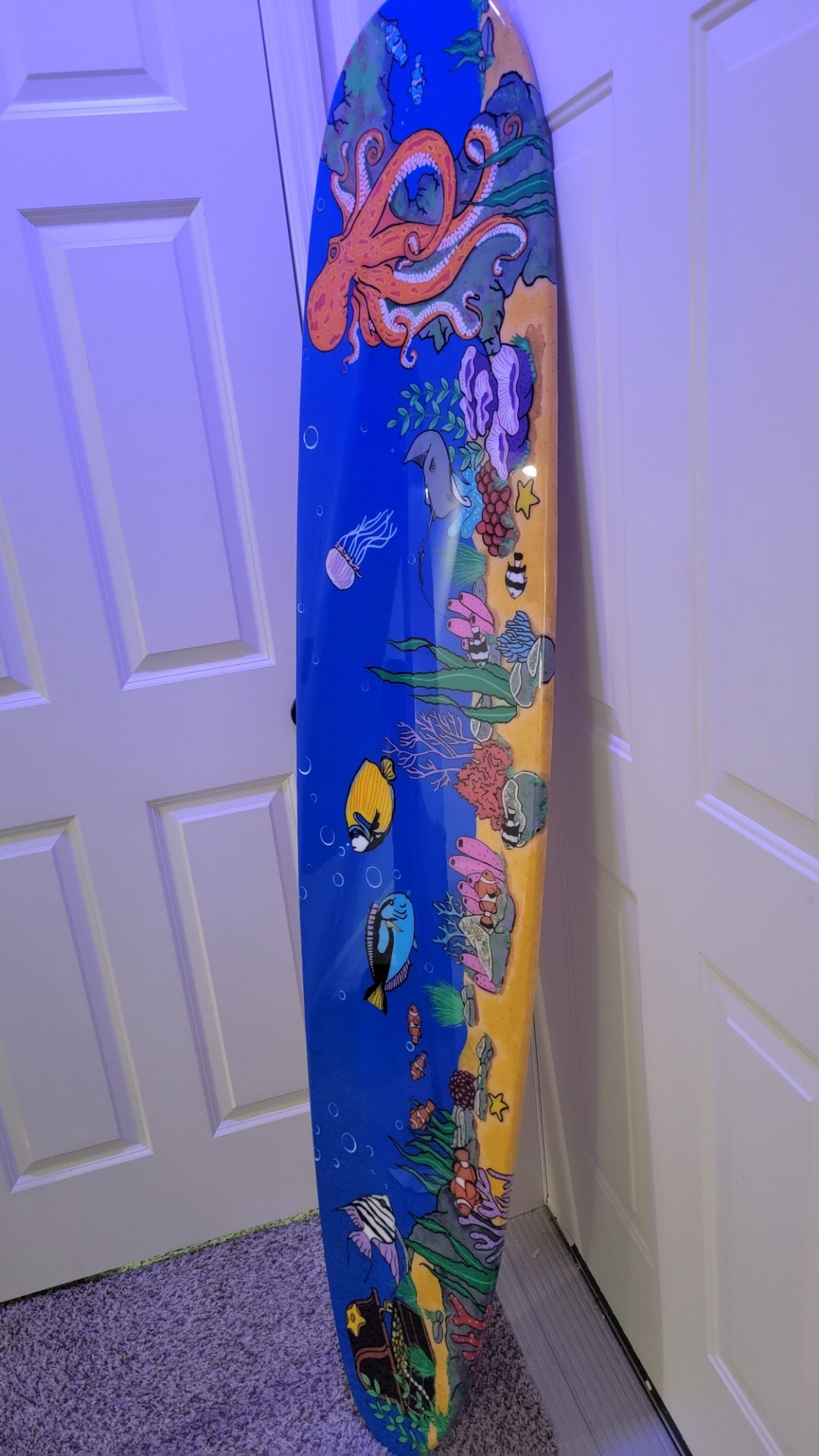 6 Feet Long Surfboard Wallhanging of a Beautiful Underwater Reef Scene ...