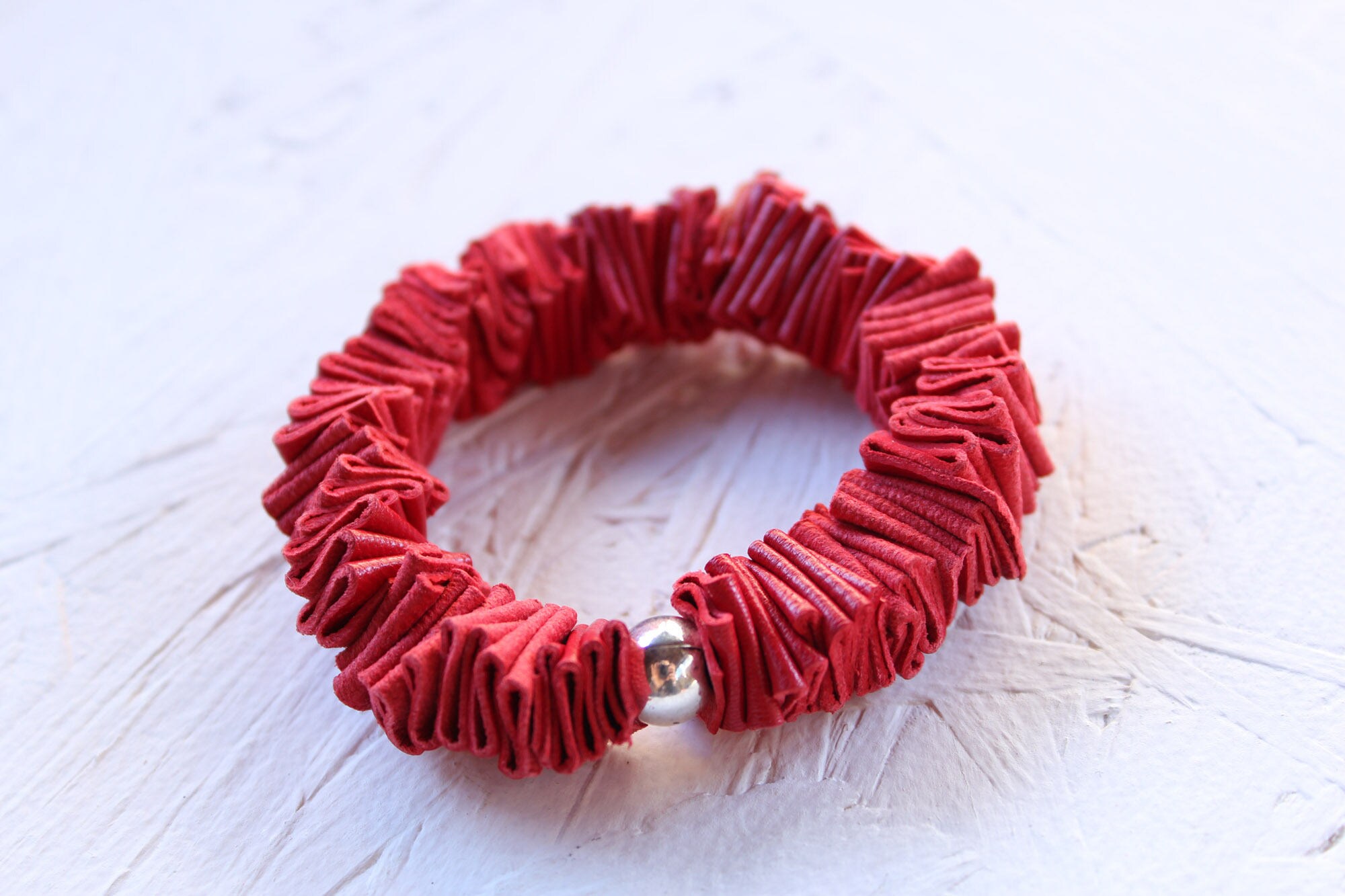 Red Leather Modern Bracelet, Cool, Gift for Her, Valetine Gift , - Etsy