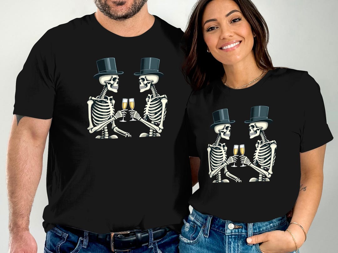 Halloween Skeleton Funny Skeletons Toasting T-shirt, Spooky Skeletons ...