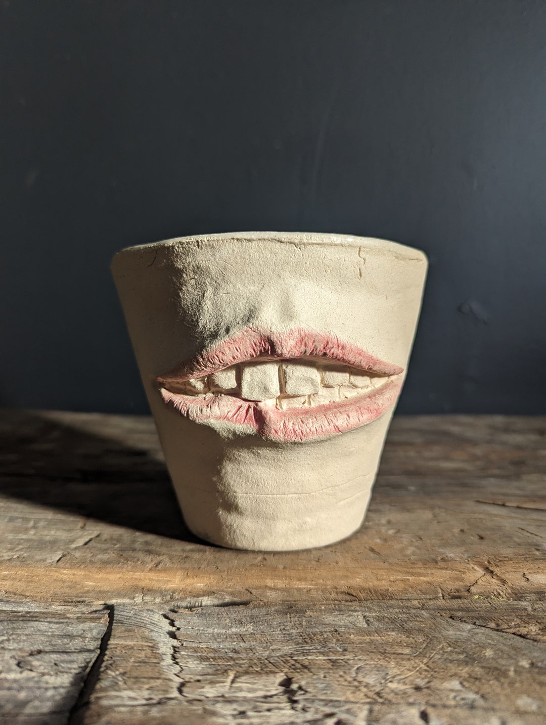 Face Pot, House Planter With a Face, Handmade Planter With a Sculpted ...