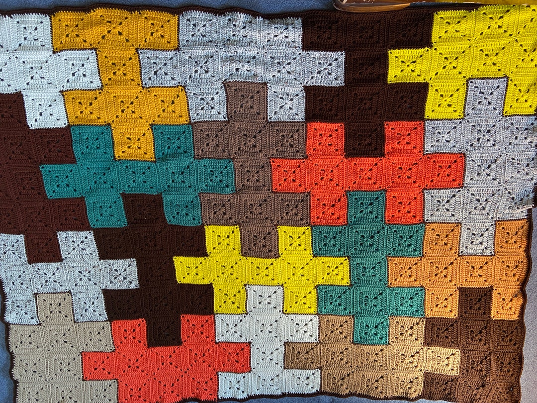 Crocheted Jigsaw Puzzle Afghan Handmade - Etsy
