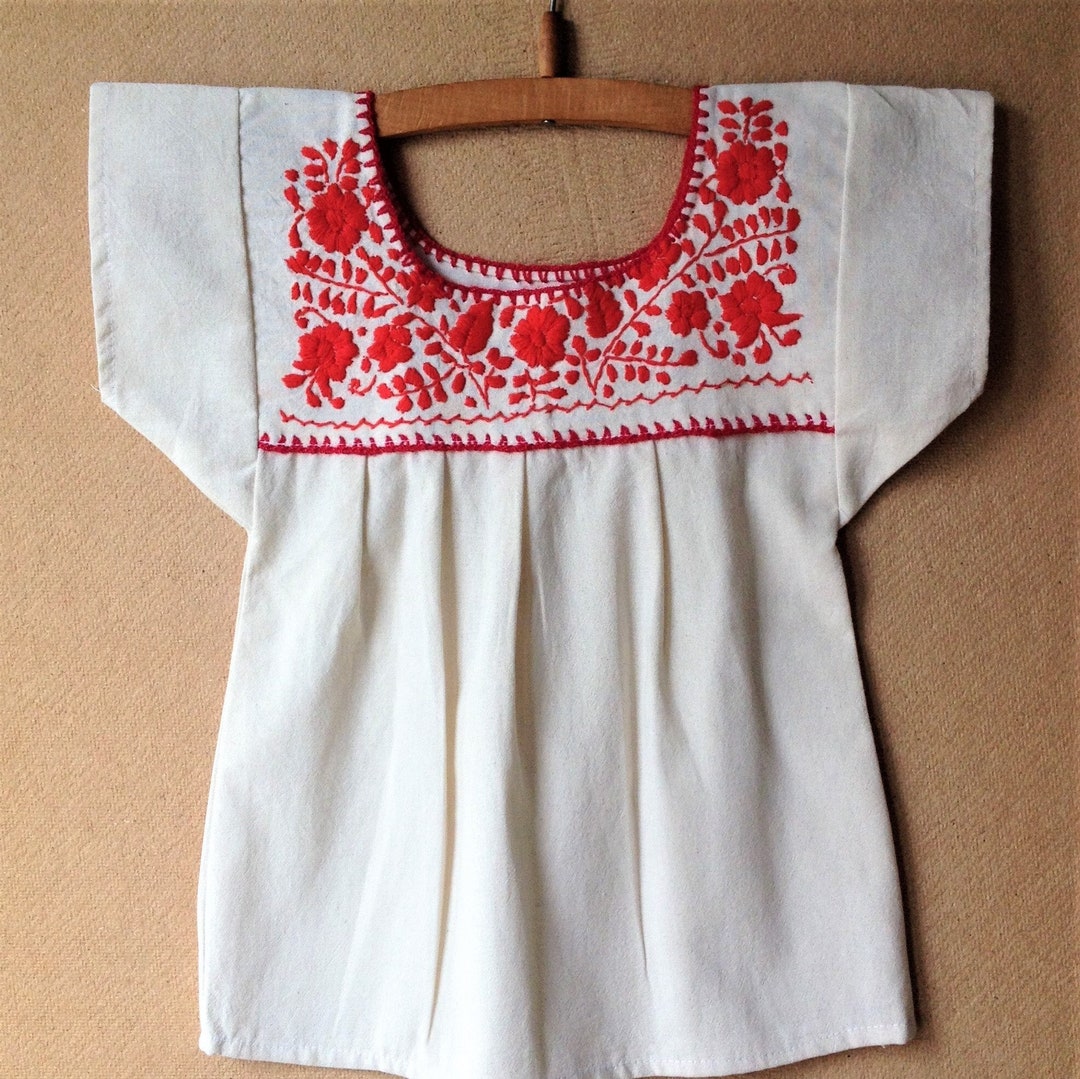 Mexican Embroidered Blouse Baby, Oaxaca Region, Mexican Embroidered ...