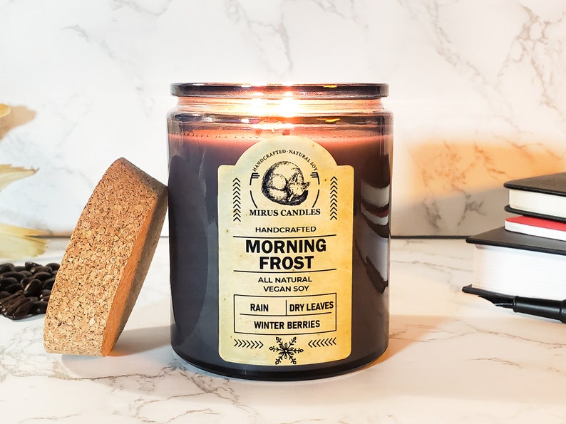 Morning Frost Soy Candle | Rain, Leaves, Winter Berries Scent (6oz) - Etsy