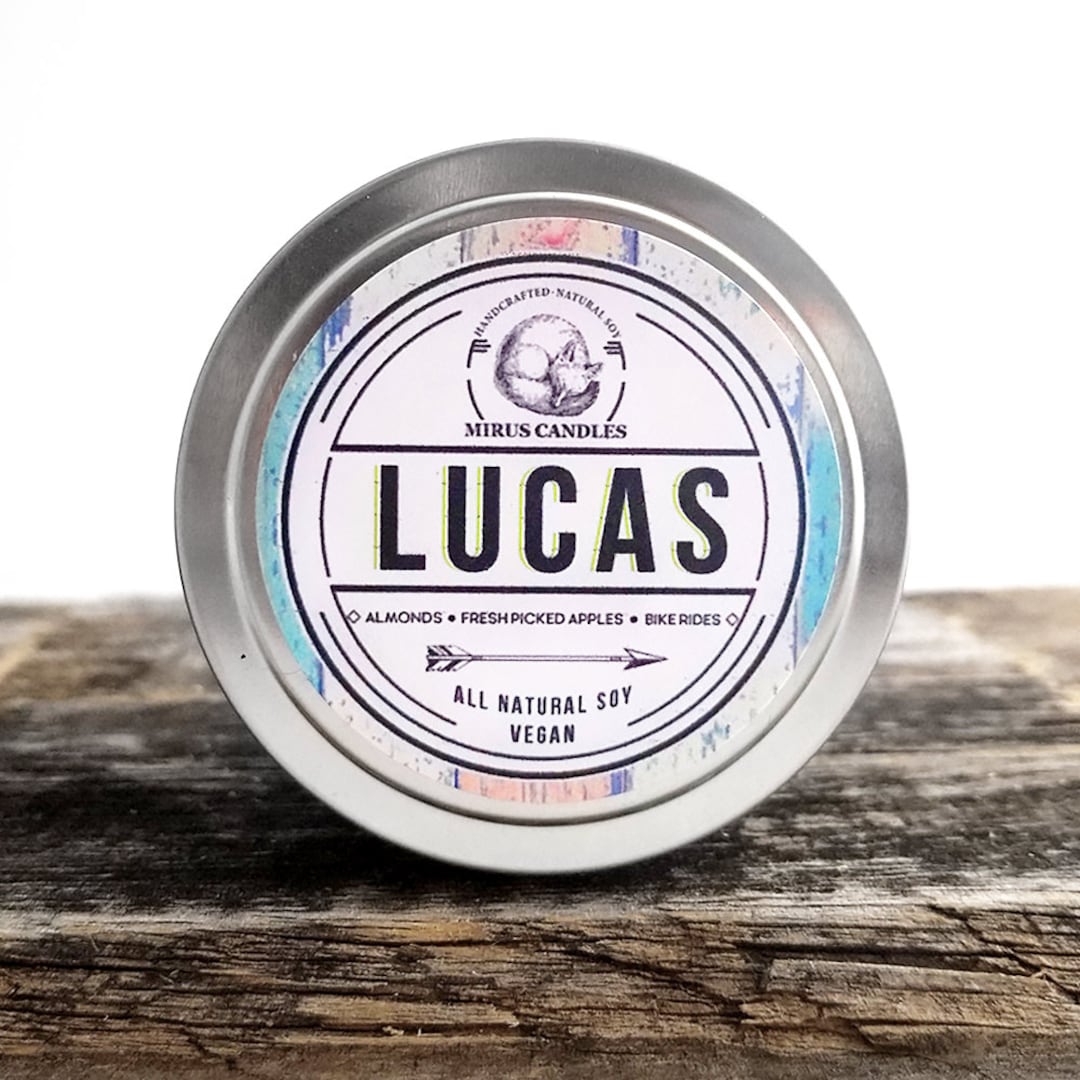 Lucas Scented Soy Candle | Almonds, Apples, Bike Rides - 4oz Vegan ...