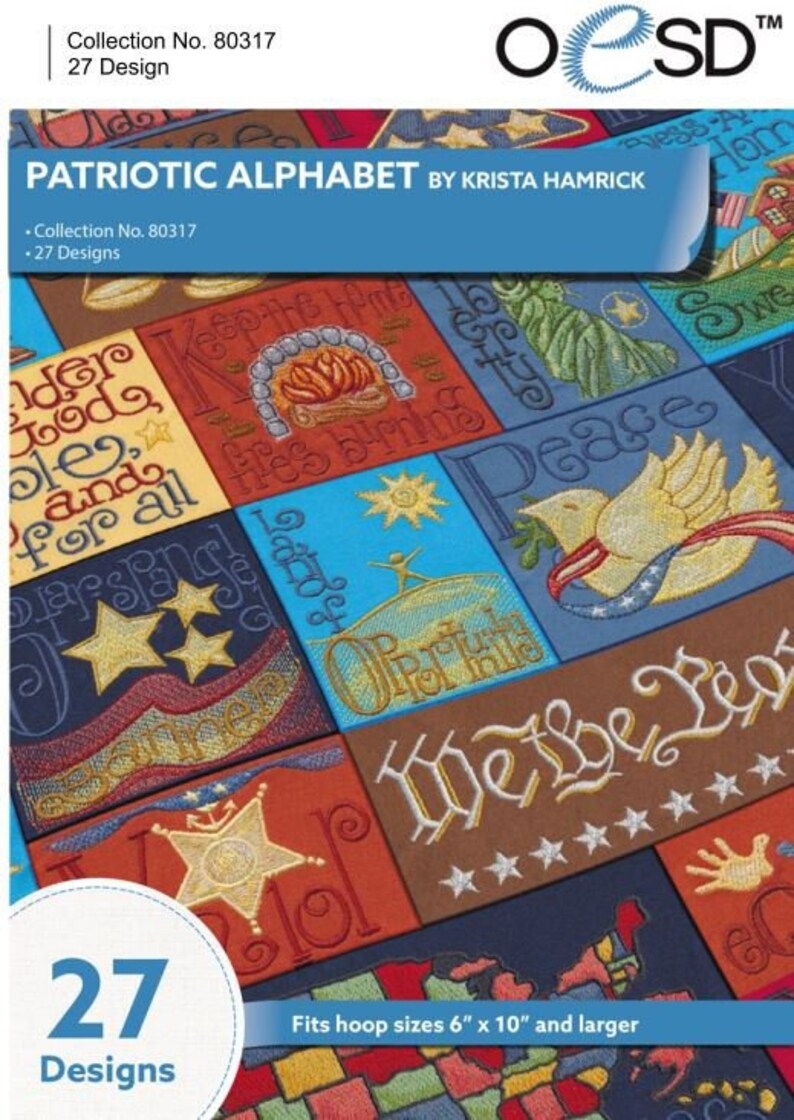 Patriotic Alphabet by Krista Hamrick OESD 80317 Machine Embroidery New ...