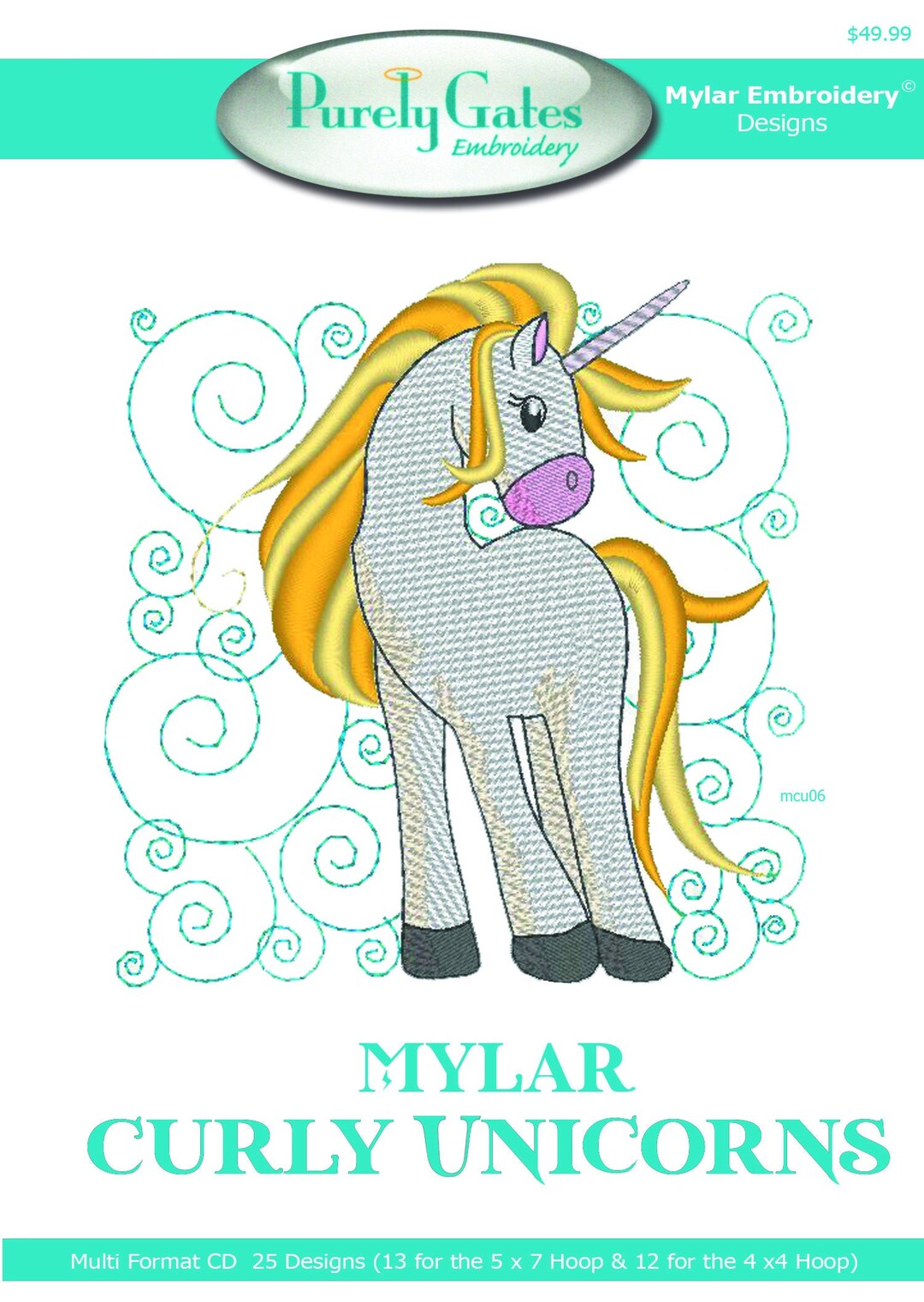 Mylar Curly Unicorns Purely Gates Machine Embroidery New Sealed - Etsy