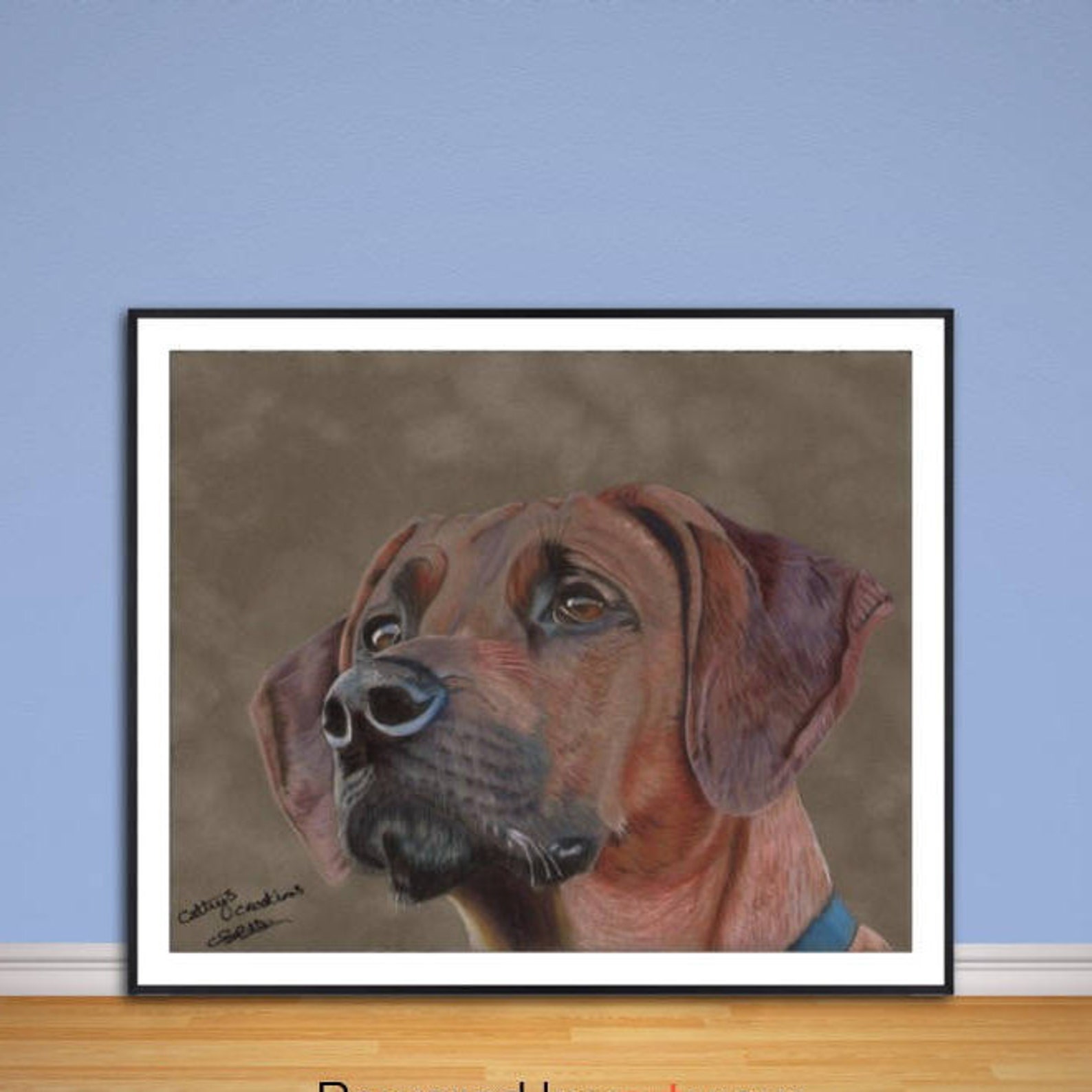 Rhodesian Ridgeback Fine Art Giclee Print, From Hand Drawn Coloured ...