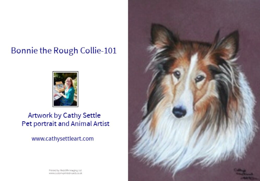 Rough Collie Greetings Card, Blank High Quality Printed Cards From Hand ...