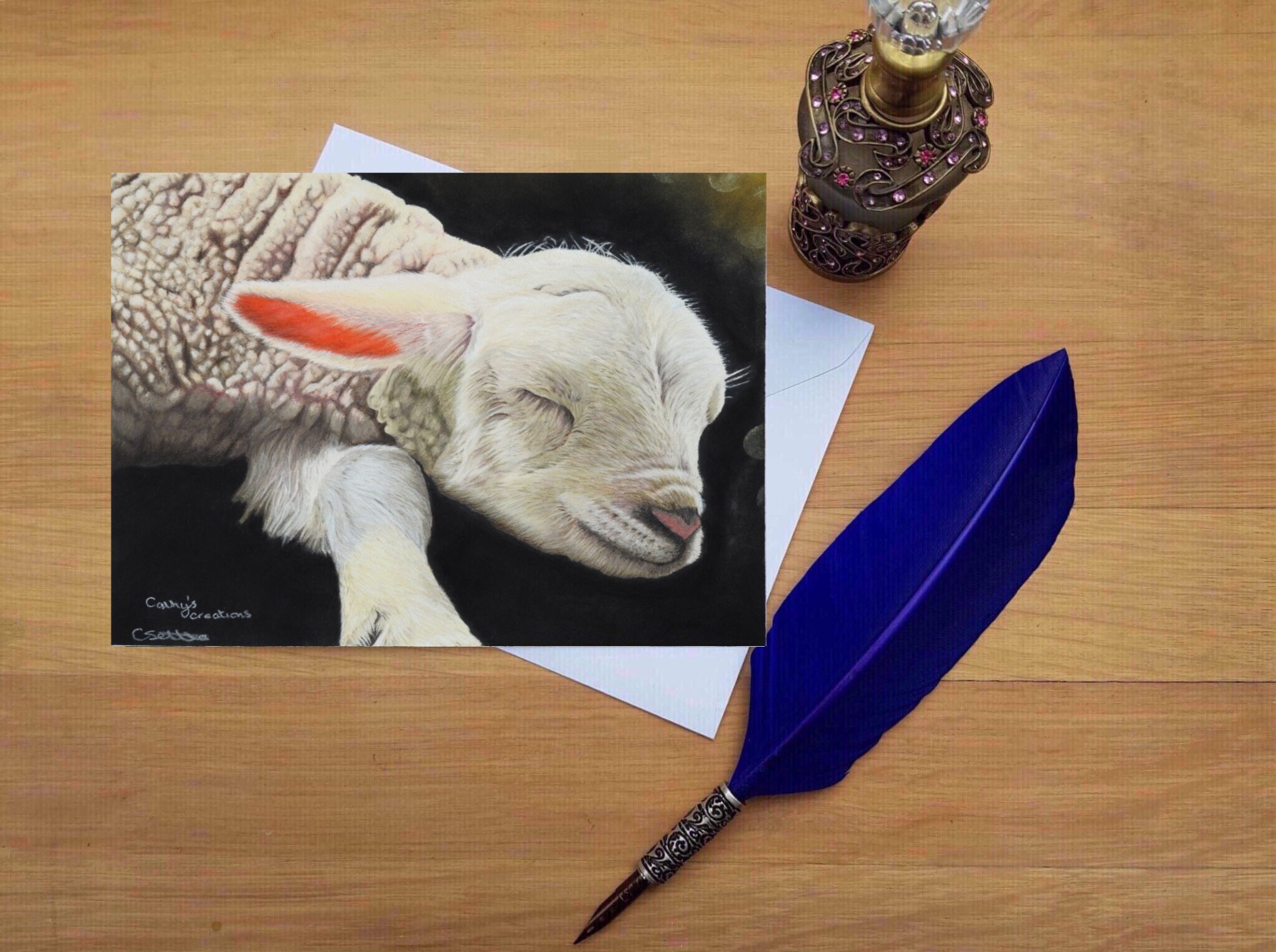 Lamb Greetings Card, Blank High Quality Printed Cards From Hand Drawn ...