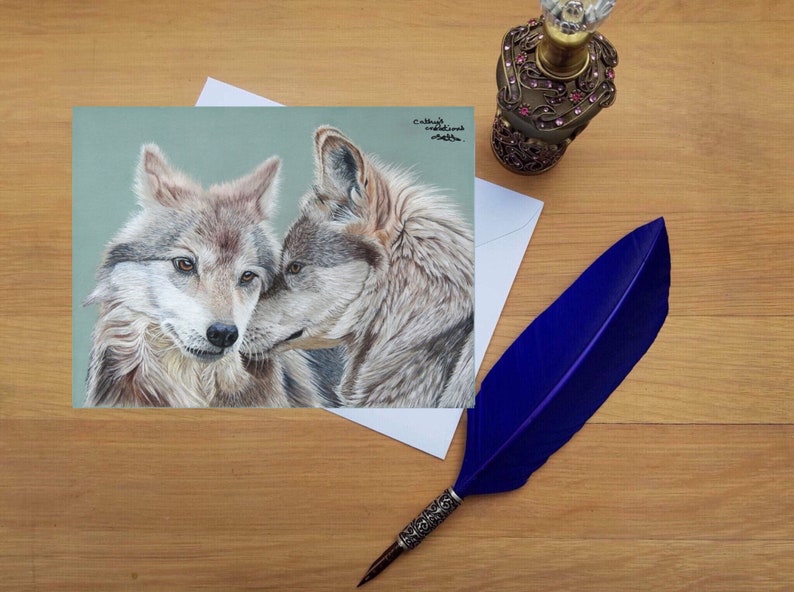 Wolves Blank Greetings Card, High Quality Printed Cards From Hand Drawn ...