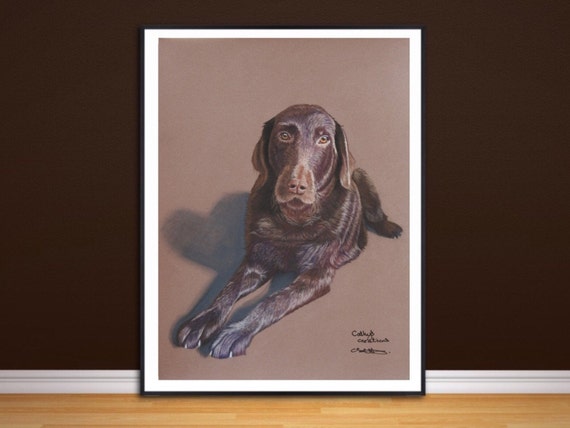 Chocolate Labradoodle Fine Art Giclee Print From Hand Drawn | Etsy