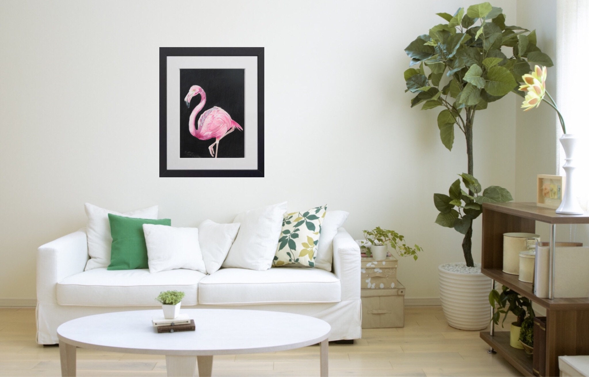 Flamingo Fine Art Giclee Print, From Hand Drawn Coloured Pencil ...