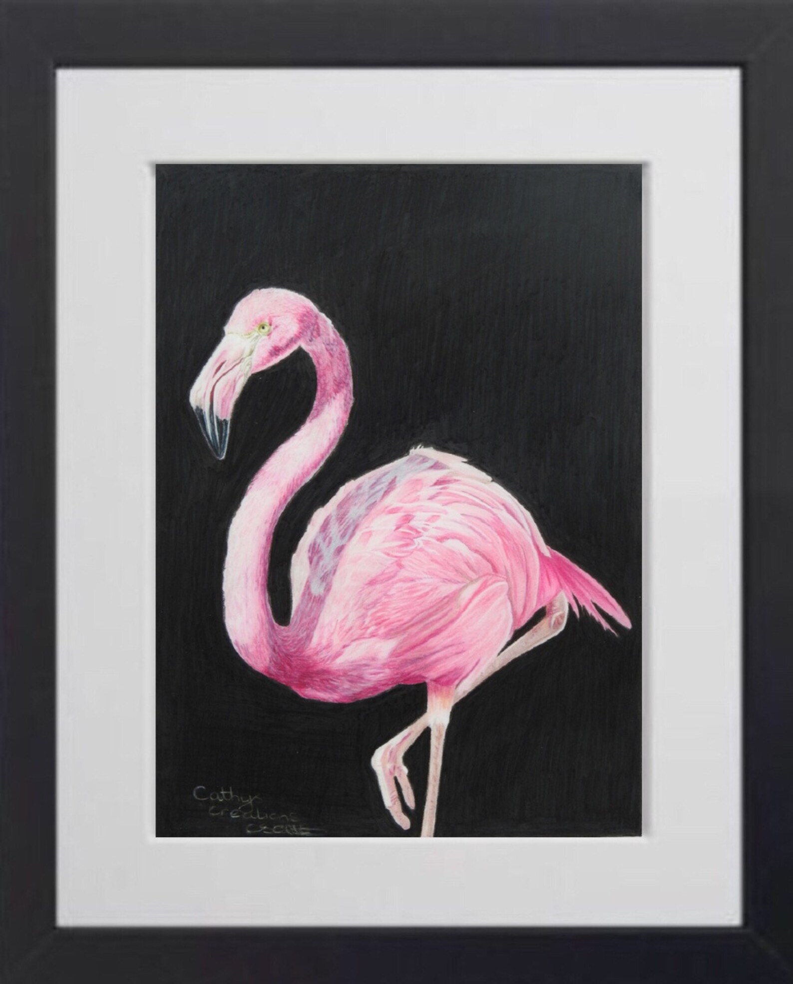 Flamingo Fine Art Giclee Print, From Hand Drawn Coloured Pencil ...